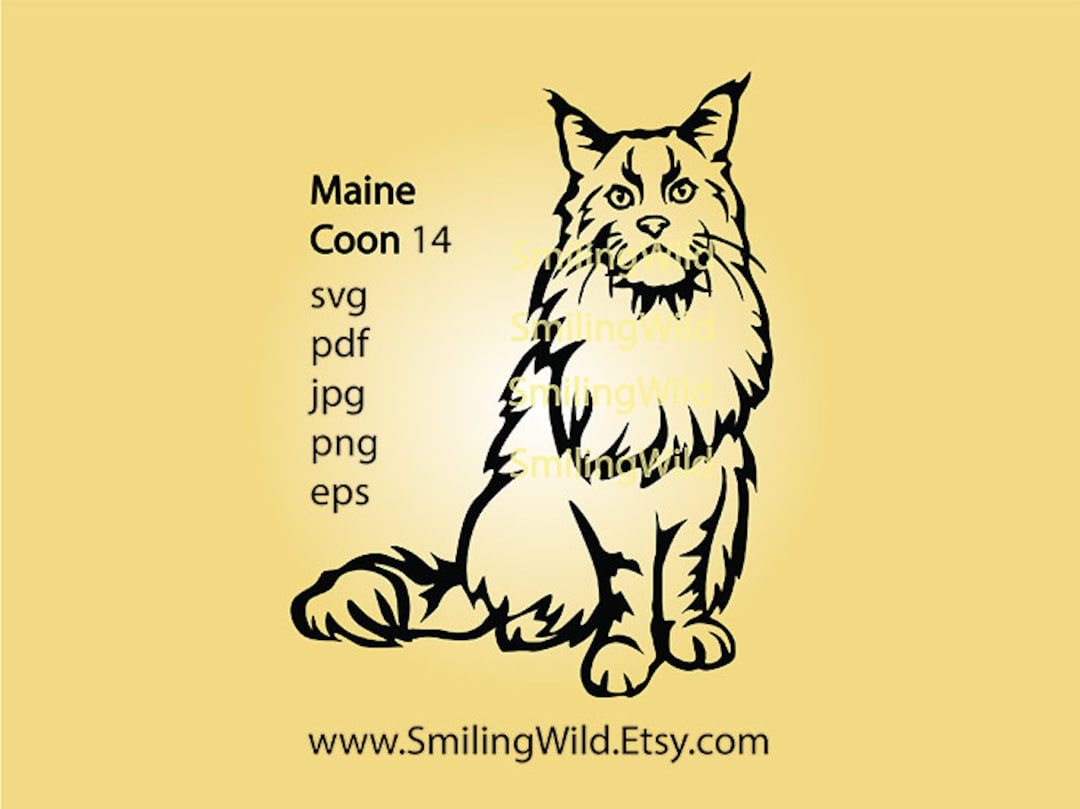 Maine Coon Cat Svg Cut File Clip Art Vector Graphic Art Svg - Etsy