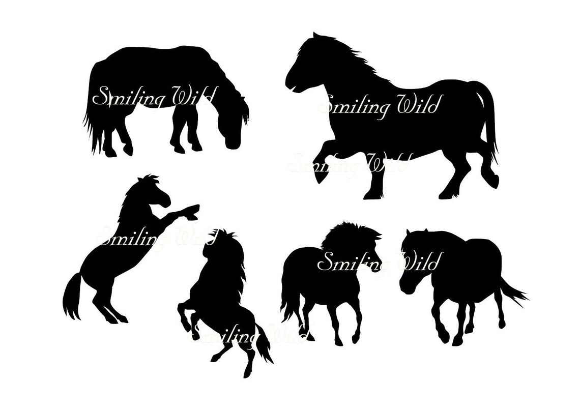 Poney silhouette poneys svg png clipart découpe vector - Etsy France