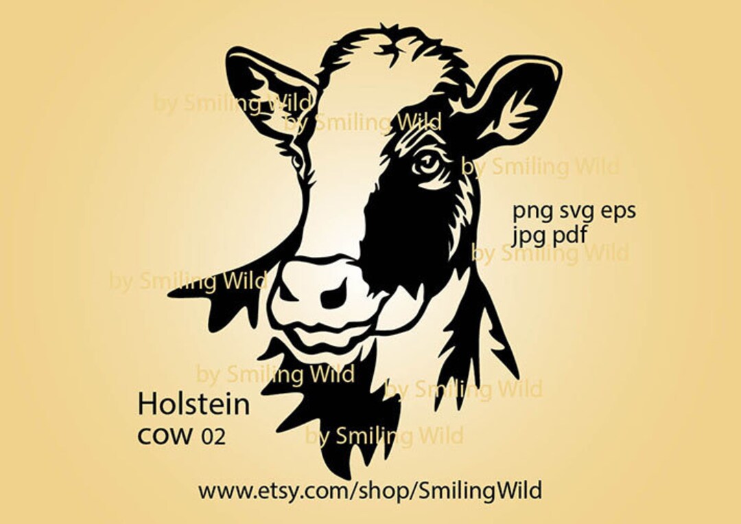 Holstein - Friesain Svg Clipart Portrait Vector Graphic Art Cow Cattle ...