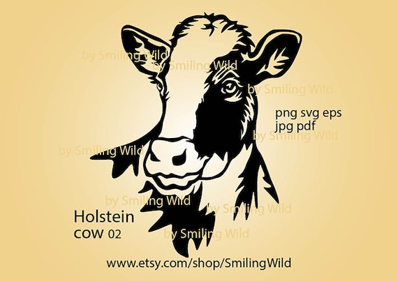 Holstein Friesain Svg Clipart Portrait Vector Graphic Art | Etsy