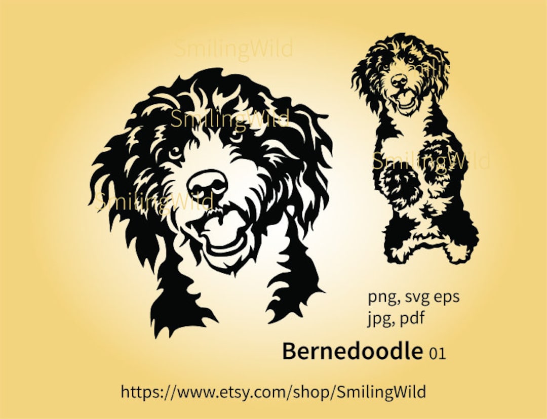 Bernedoodle Dog Svg Vector Clip Art File, Bernedoodle Cuttable Digital ...