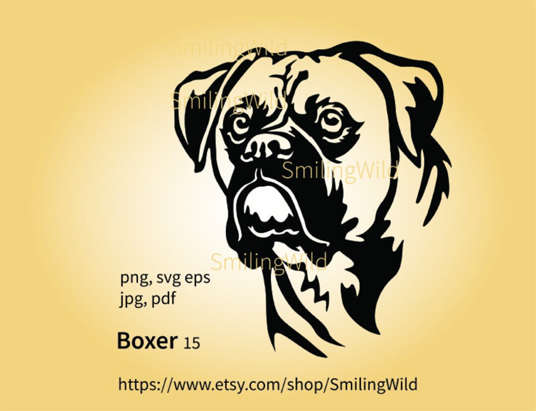 Boxer Dog Svg Clipart Dog Head Vector Graphic Art Boxer Dog - Etsy