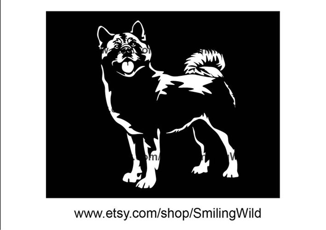 American Akita Svg Cut in White Print on Black /02/ Akita - Etsy