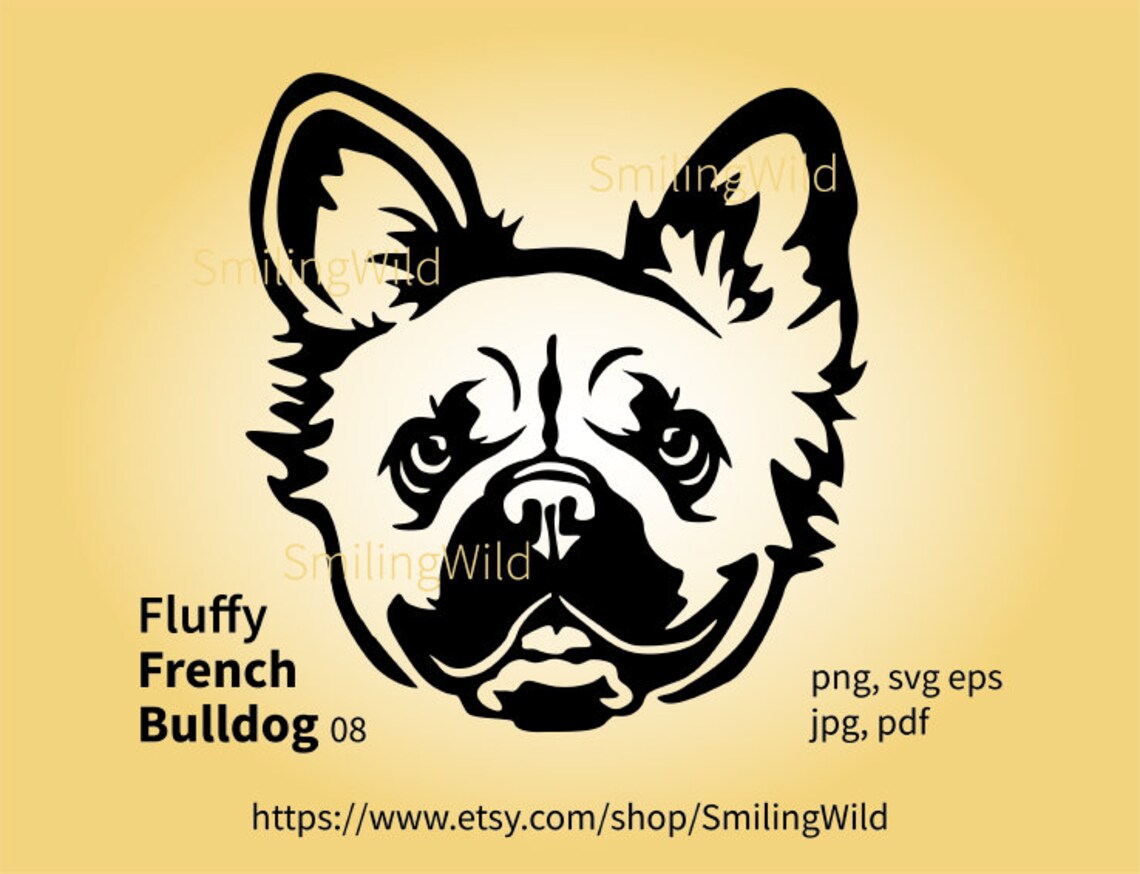 Fluffy French Bulldog Svg Clip Art Face Vector Graphic File - Etsy