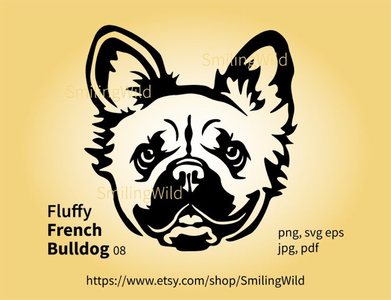 Fluffy French Bulldog Svg Clip Art Face Vector Graphic File - Etsy