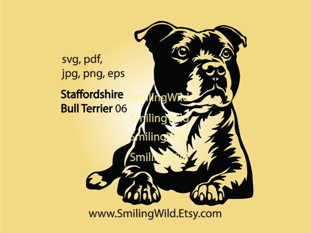 Staffordshire Bull Terrier Svg Vector Graphic File, Lying Dog Cuttable ...