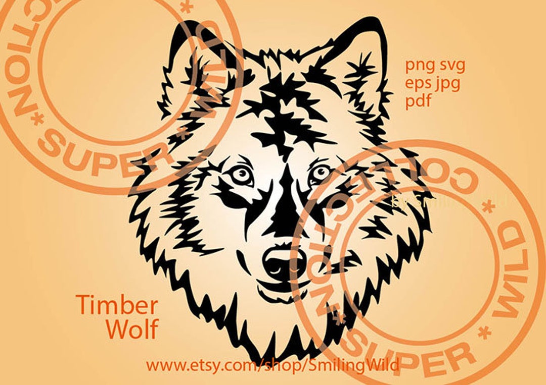Canadian Timber Wolf Svg Portrait Vector Graphic Art Wild Animal ...