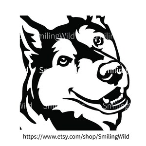 Husky Dog Svg Portrait Vector Graphic Art Husky Clip Art Dog Head Face ...