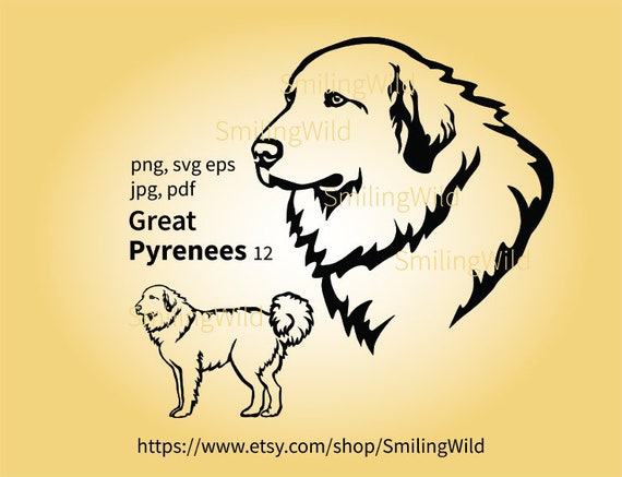 Great Pyrenees Svg Portrait Vector Graphic Art Pyrenean | Etsy