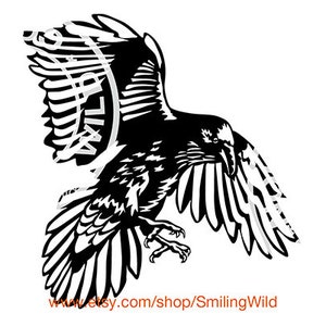 Flying Raven Svg Clipart Flying Bird Cut File Cricut Cuttable Raven ...