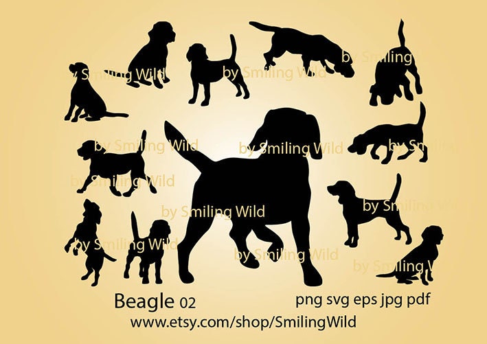 Beagle Dog Svg Clipart Vector Graphic Art Silhouette Hunting - Etsy