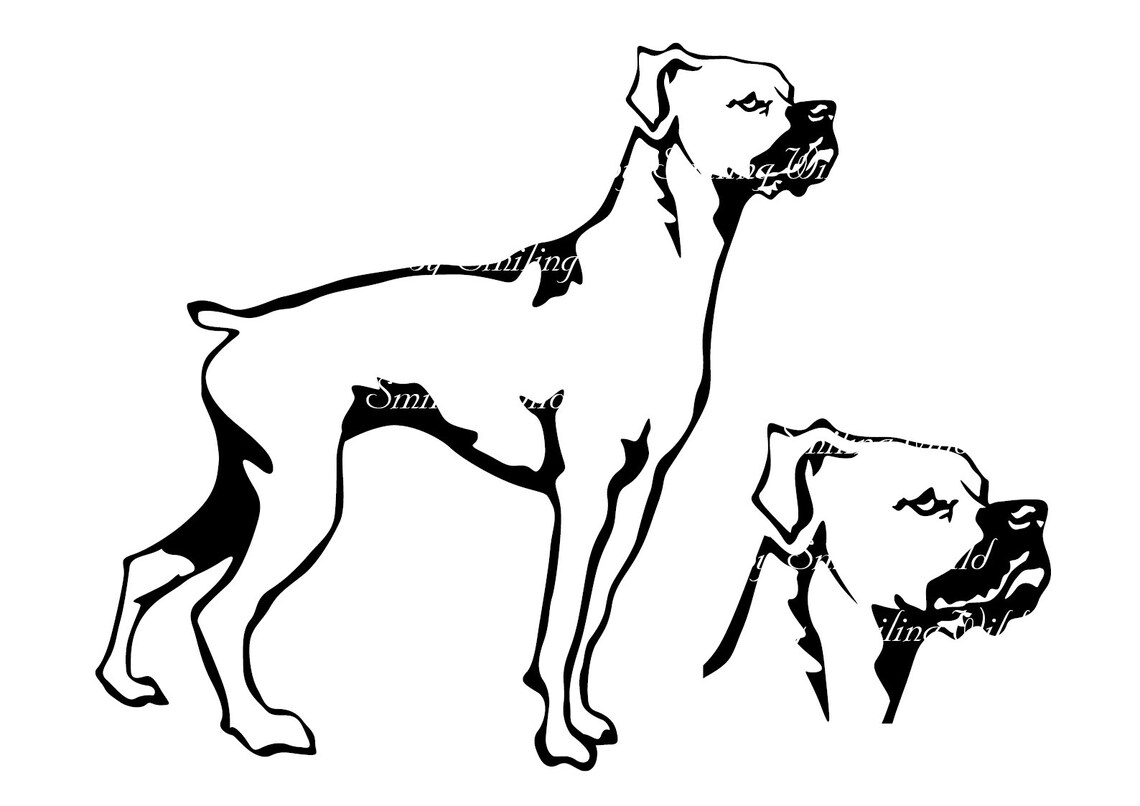 Boxer Dog Svg Clipart Vector Graphic Art Artwork Boxer Dog - Etsy