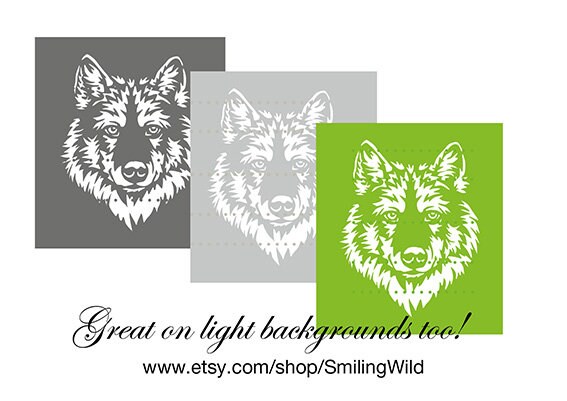 Wolf svg clipart vector graphic art portrait White Print on | Etsy
