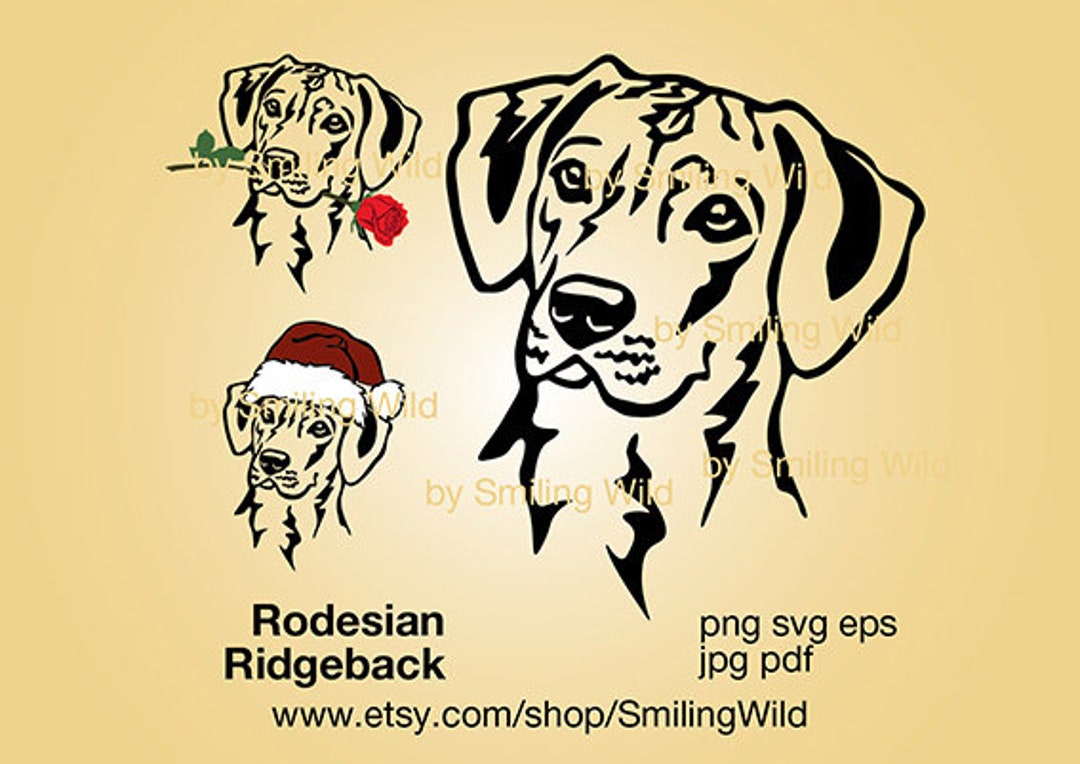 Rhodesian Ridgeback Svg Clipart Portrait Vector Grpahic Art Santa Claus ...