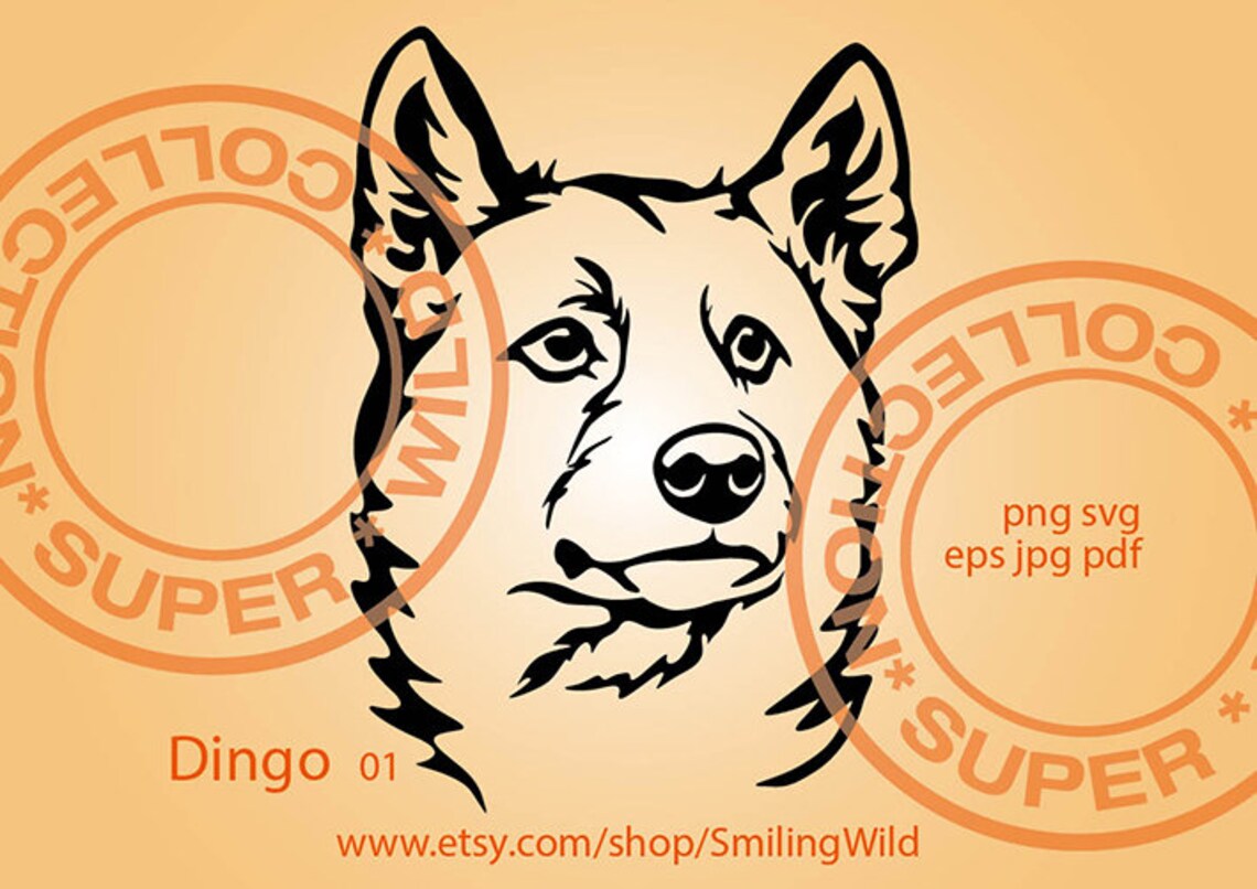Dingo Svg Australia Wild Animal Clipart Dingo Head Portrait - Etsy
