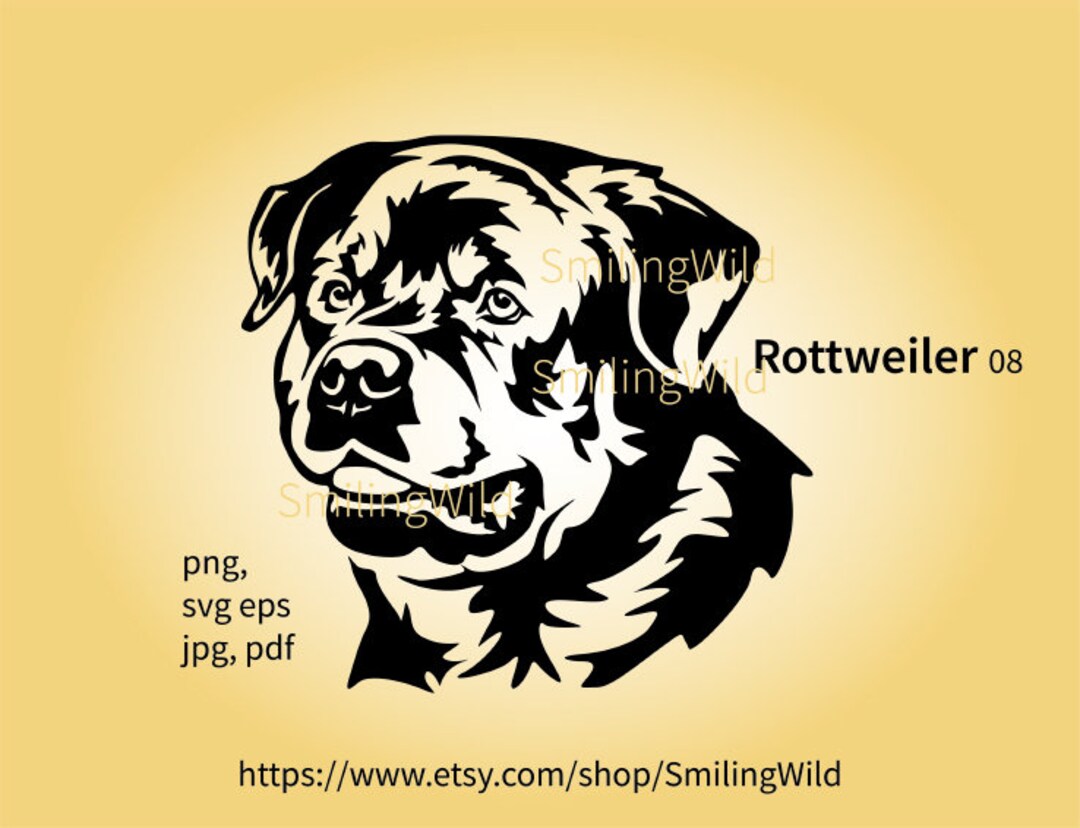 Rottweiler Dog Face Svg Clip Art, Vector Graphic Cuttable File ...