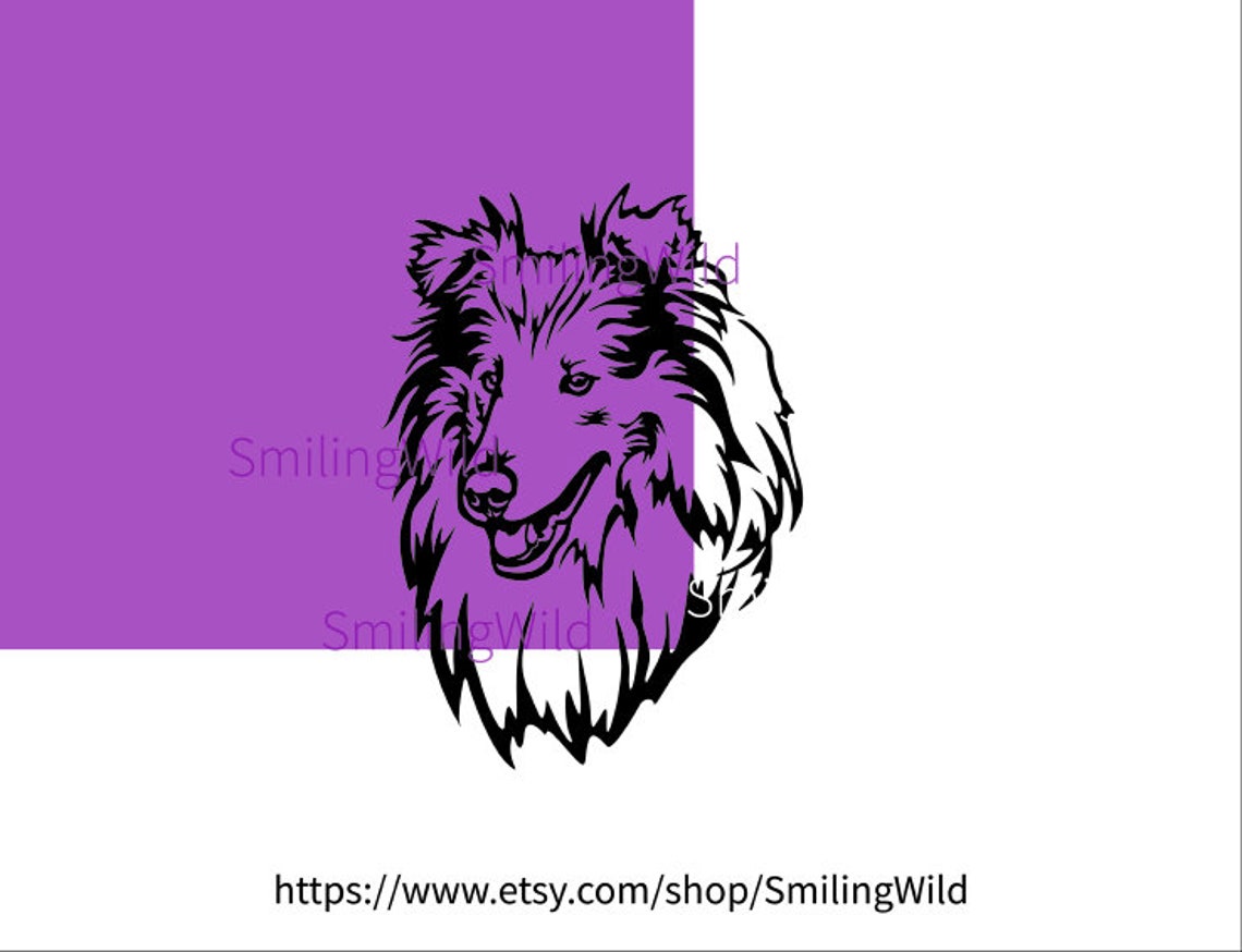 Rough Collie Head Svg Clip Art Illustration, Rough Collie Cuttable ...