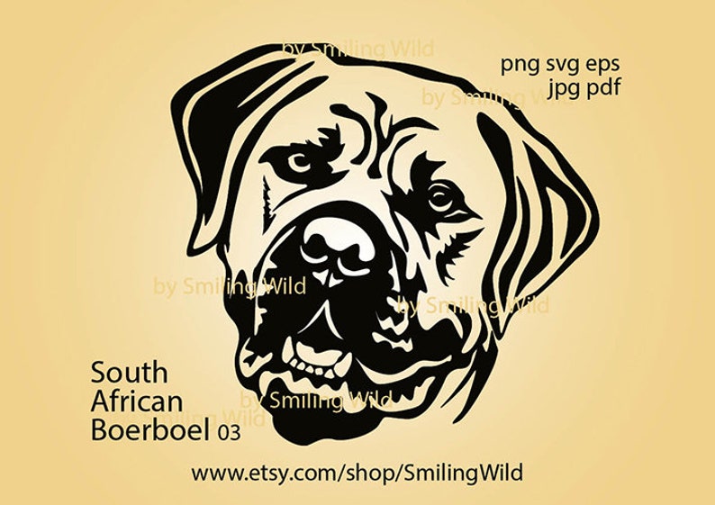 Boerboel vector graphic art mastiff svg smiling dog face cut | Etsy
