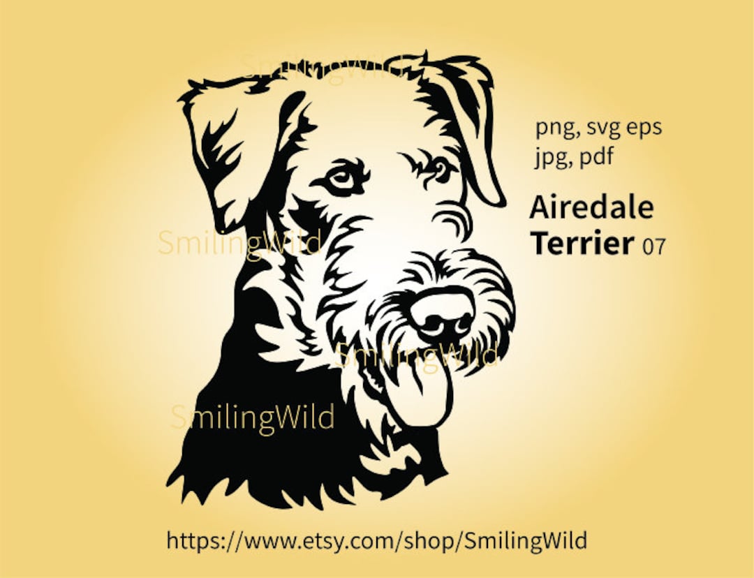 Airedale Terrier Svg Dog Head Vector Graphic Artwork Airedale Terrier ...