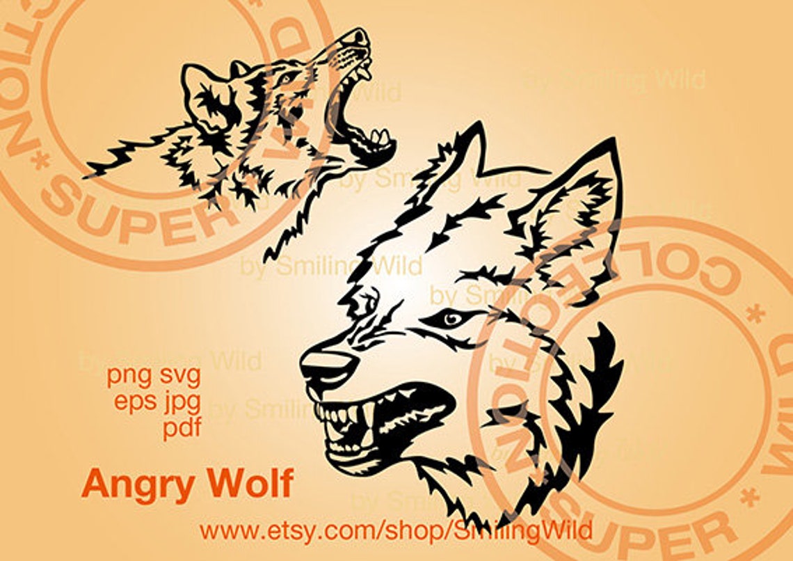 Angry Wolf Svg Clipart Cut File Cuttable Wolf Face Head | Etsy