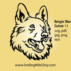 White Swiss Shepherd Svg Vector Art Berger Blanc Suisse Clip - Etsy