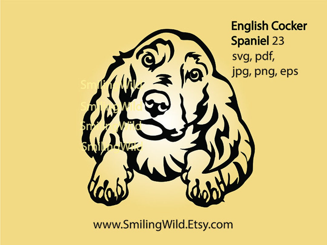 English Cocker Spaniel Svg Portrait Vector Graphic Art Dog - Etsy
