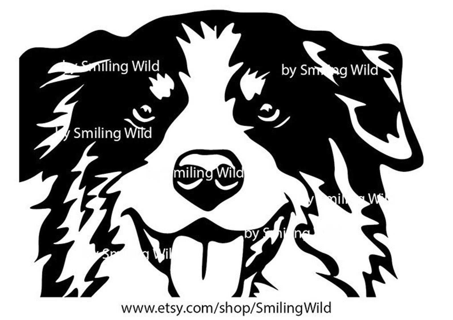 Aussie Svg Vector Graphic Art Portrait Australian Shepherd | Etsy