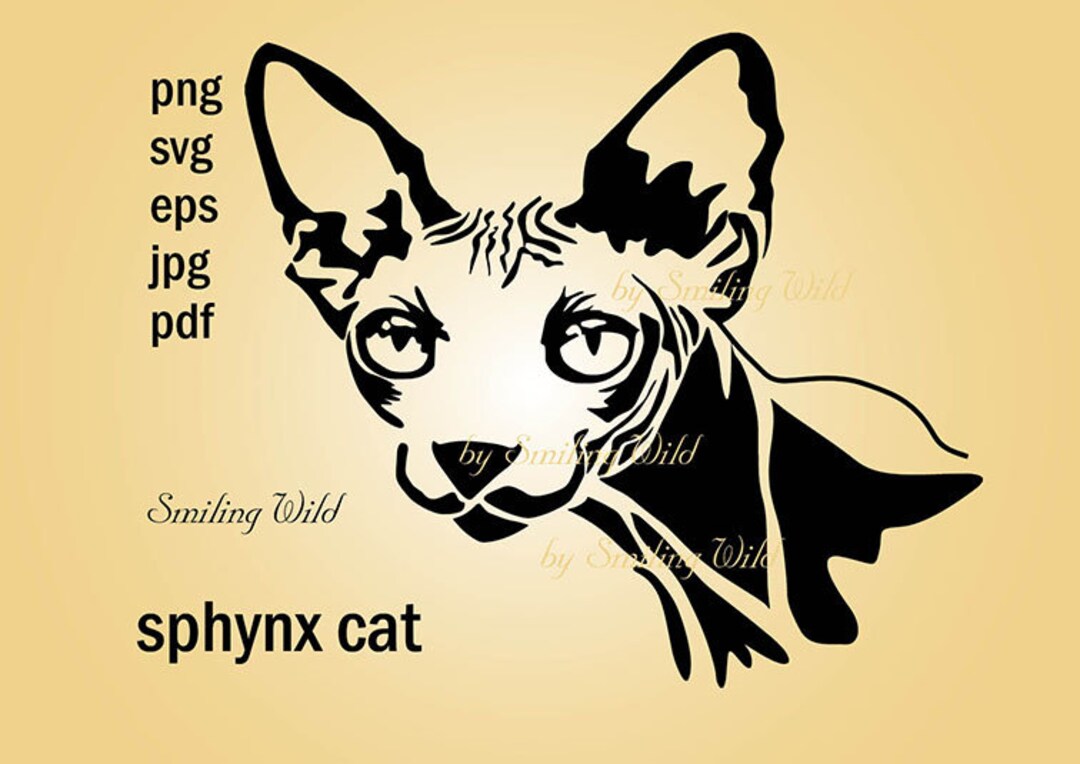 Sphynx Cat Design Art Svg Png Sphynx Cat Silhouette Vector - Etsy