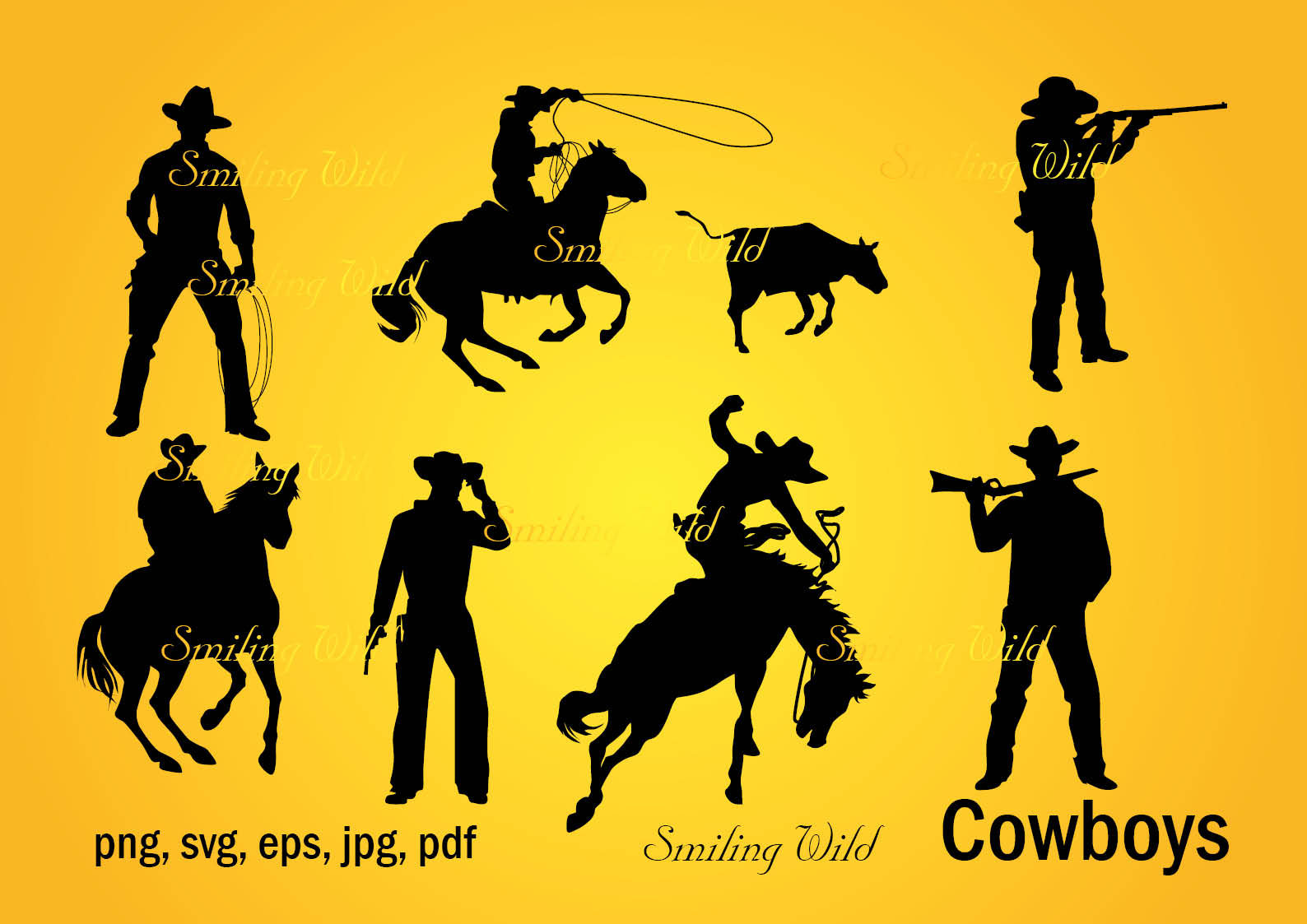 Cowboy silhouette svg png clipart cowboy printable vector | Etsy