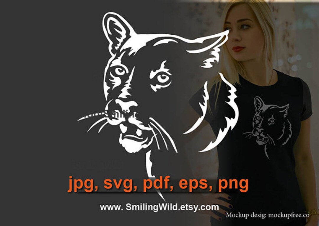 Mountain Lion, Puma Svg Vector Graphic File, Cougar Clip Art Design ...