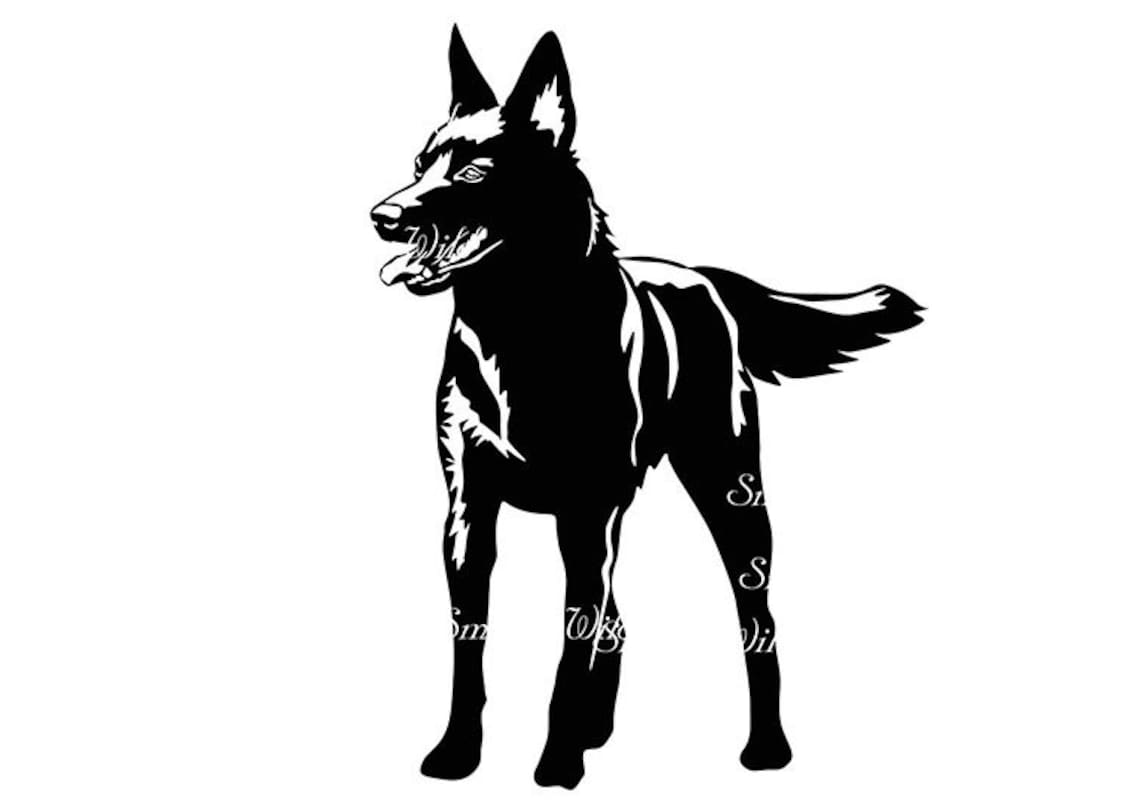 Australian kelpie svg vector graphic art black dog vector | Etsy