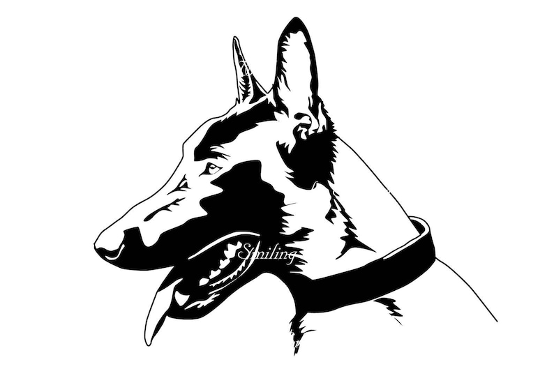 Malinois Portrait Svg Png Vector Graphic Silhouette Belgian - Etsy