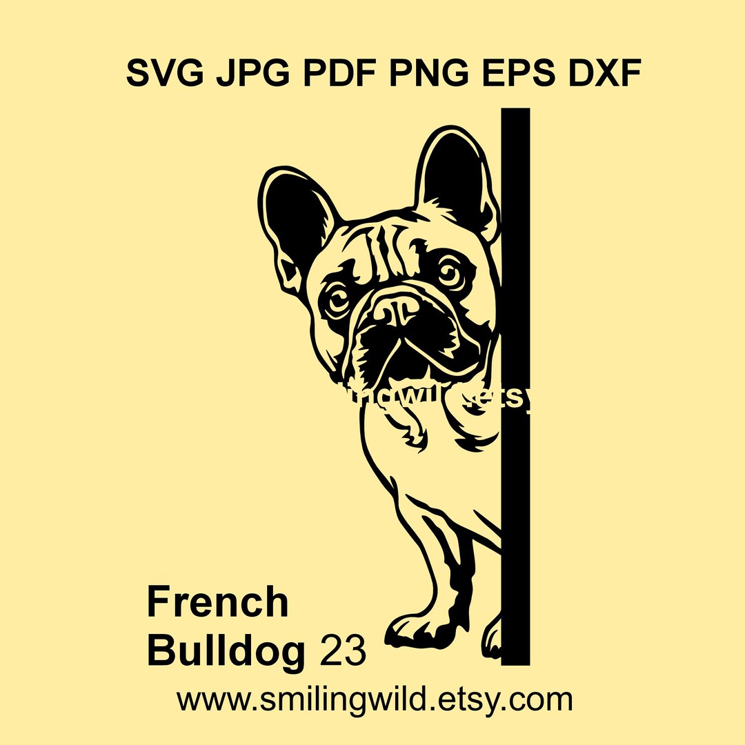 French Bulldog SVG & PNG, DXF Vector File – Dog Frenchie Peeking Around ...