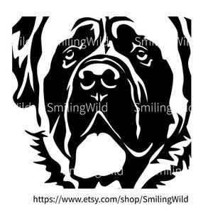 English Mastiff Dog Svg Portrait, Vector Graphic Clip Art Design ...