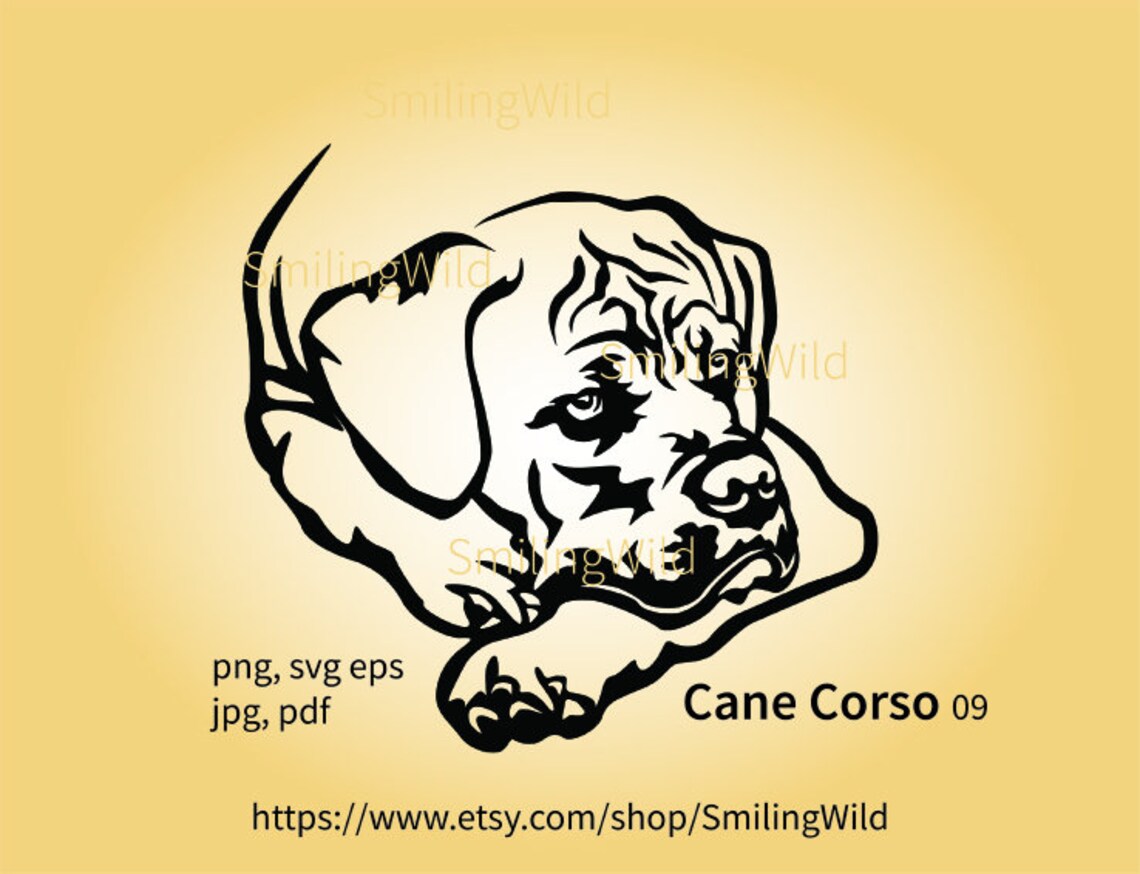 Cane Corso Svg Portrait Clipart Vector Graphic Art Dog Head | Etsy