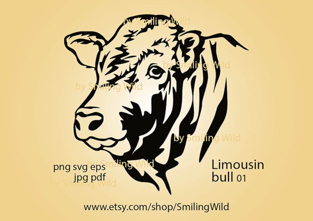 Limousin Beef Svg Vector Graphic Art /01/ Cattle Cut File Limousin Bull ...