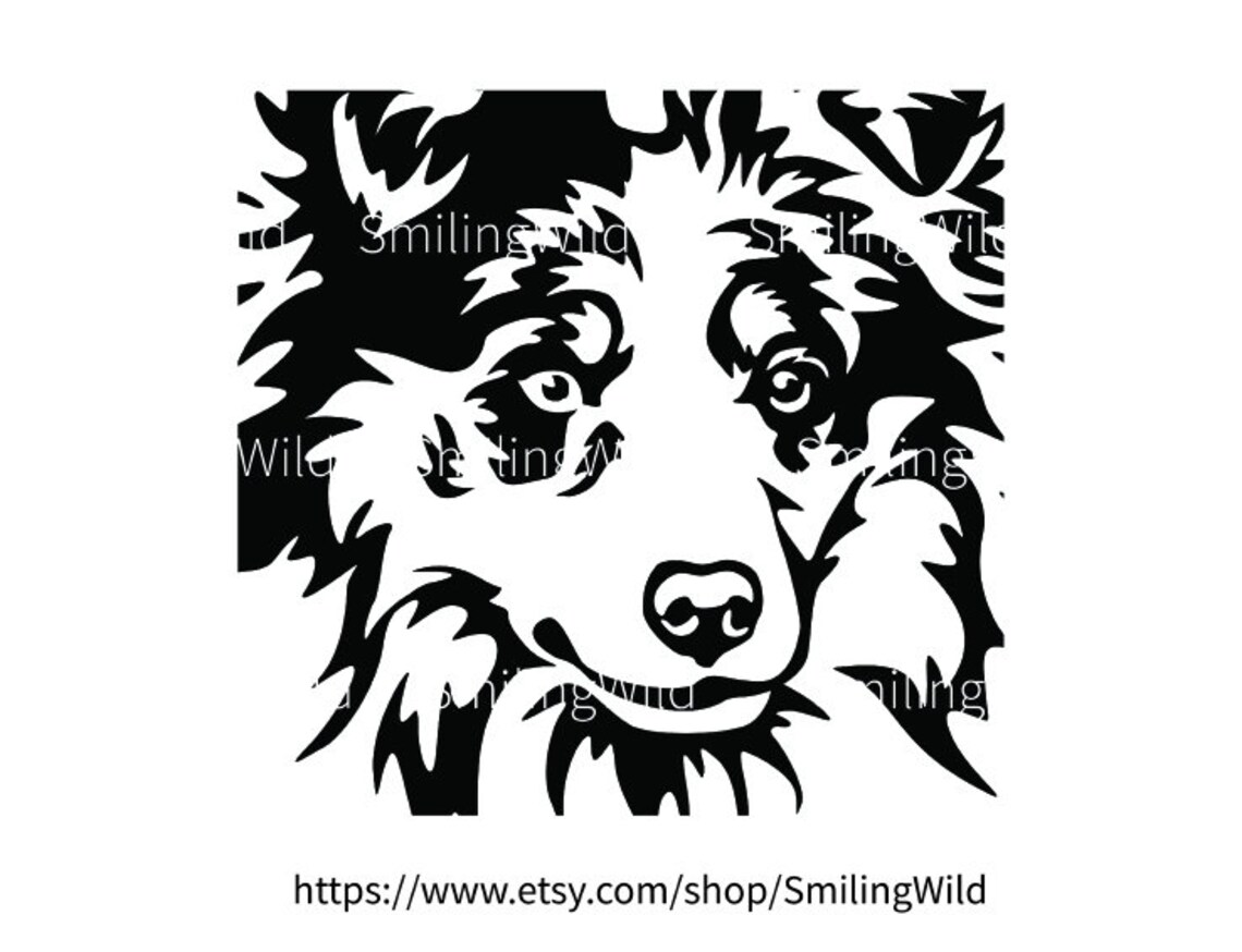 Sheltie Dog Head Svg Vector Graphic Art Shetland Sheepdog Cut - Etsy