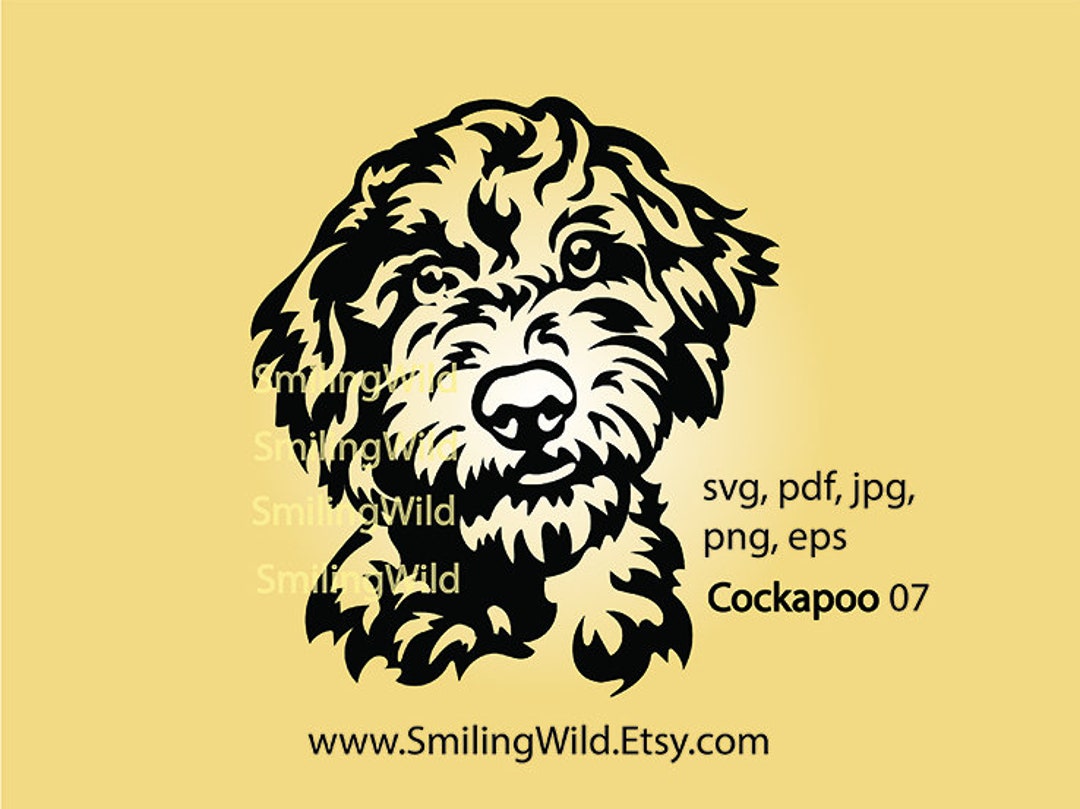 Cockapoo Svg Portrait Vecor Graphic Art Dog Head Cut File Cockapoo Clip ...