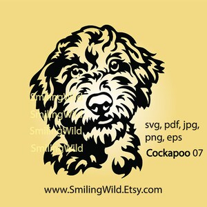 Cockapoo Svg Portrait Vecor Graphic Art Dog Head Cut File Cockapoo Clip ...