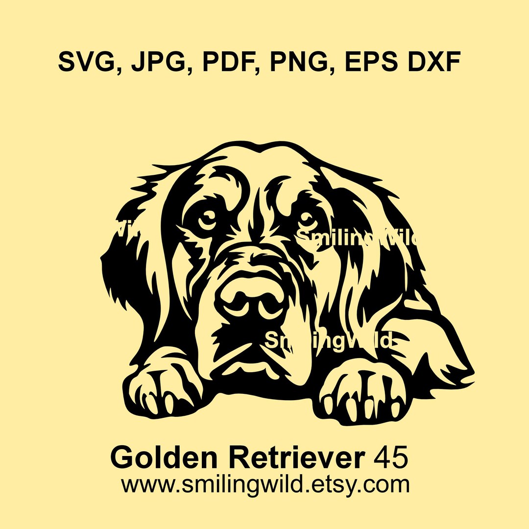 Golden Retriever SVG PNG DXF | Realistic Dog Graphic Canine Clipart ...