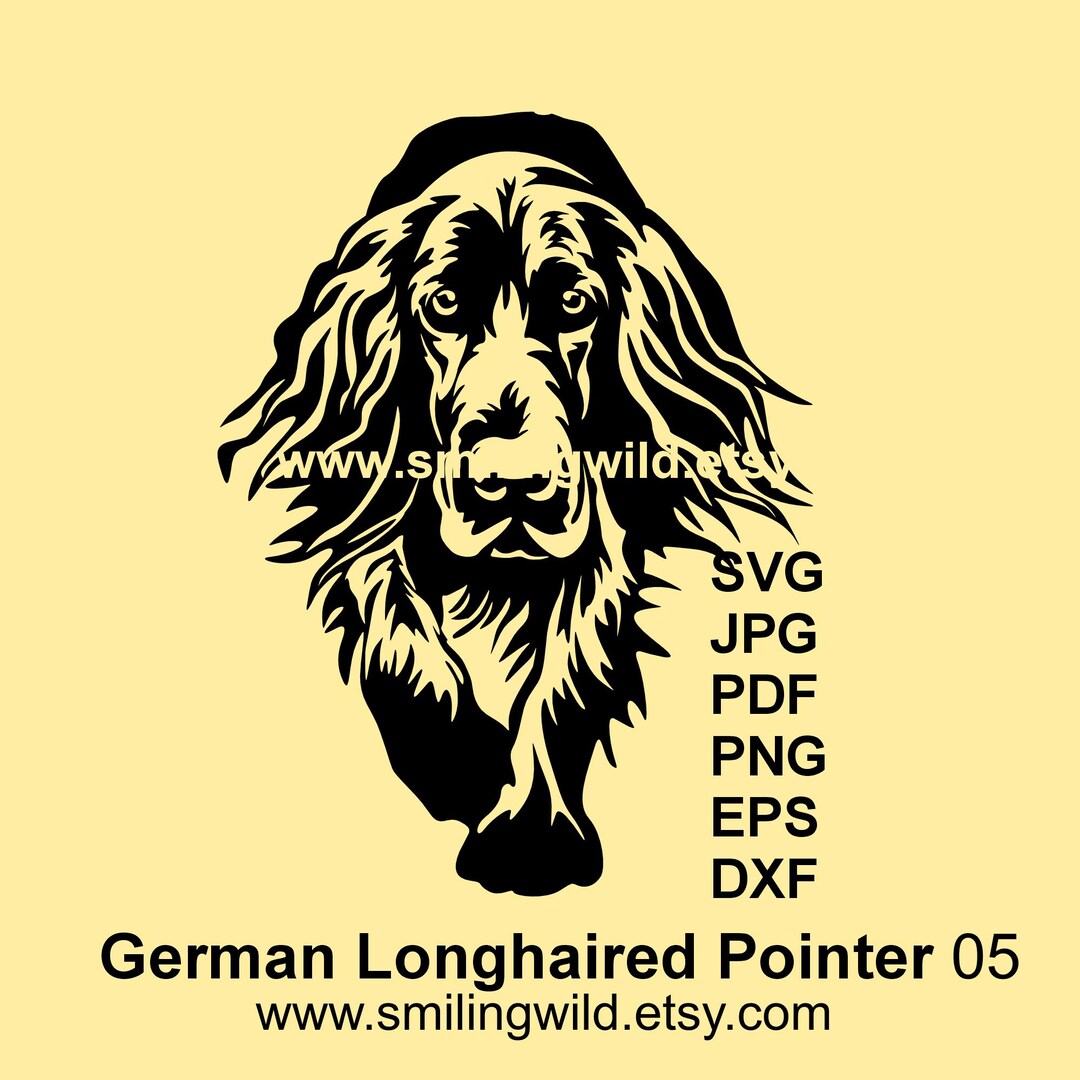 Walking German Longhaired Pointer SVG & PNG, DXF – Realistic Hunting ...