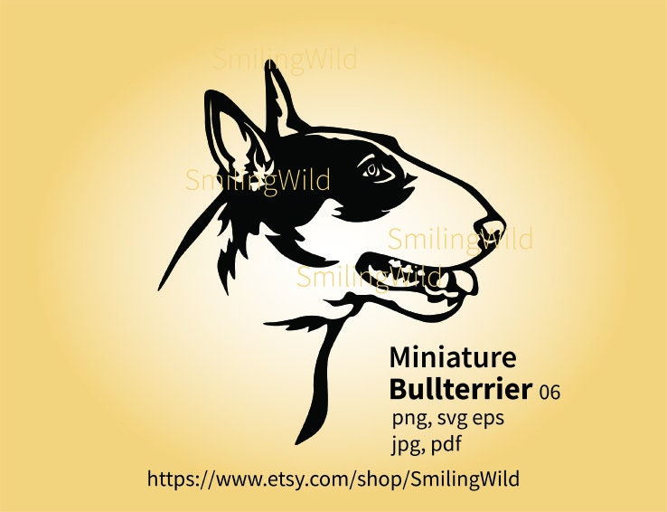 Miniature Bull Terrier Svg Clip Art Design Bull Terrier Dog - Etsy