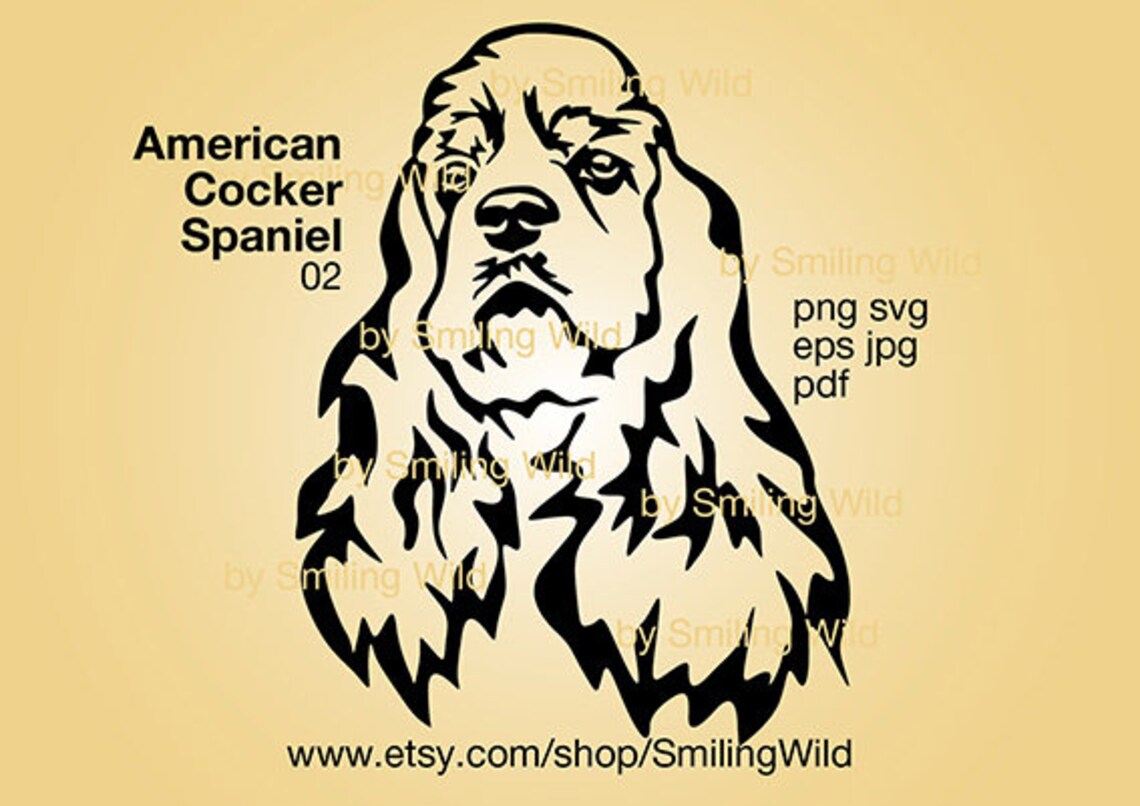 American Cocker Spaniel Svg Clipart Vector Graphic Art Artwork | Etsy