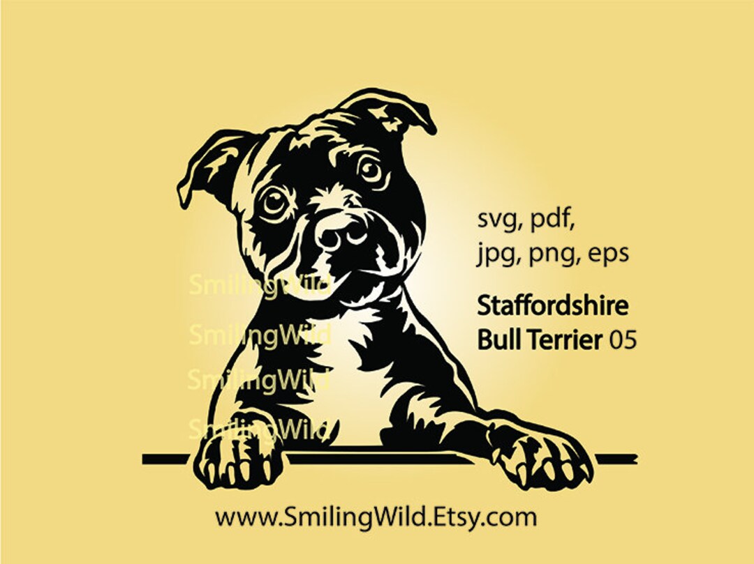 Staffordshire Bull Terrier Svg - Peeking Dog Vector Graphic File, Dog ...