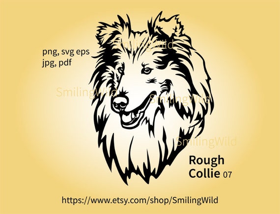 Rough Collie Head Svg Clip Art Illustration Rough Collie | Etsy