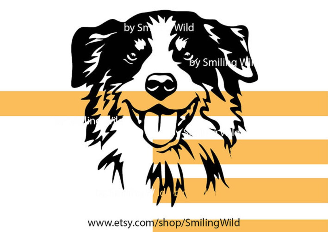 Aussie Svg Vector Graphic Art Portrait Australian Shepherd - Etsy