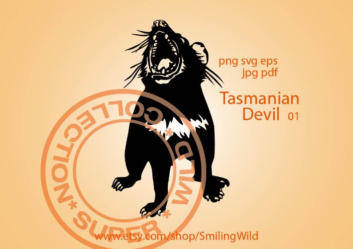 Tasmanian Devil Svg Australian Animal Clip Art Vector Graphic - Etsy
