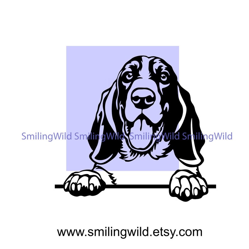Basset Hound Peeking SVG, PNG, DXF Clipart: Hunting Dog Vector Graphic ...