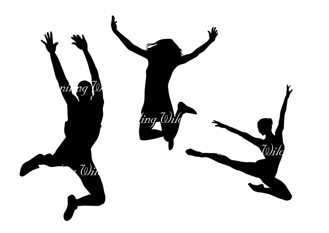 Jumping Party Svg Jumping People Silhouette Art Jump Printable - Etsy