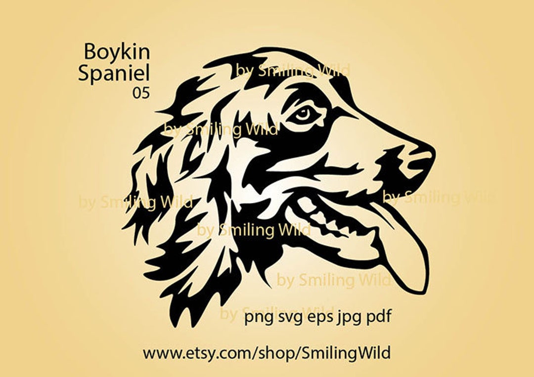 Boykin Spaniel Svg Clipart Vector Graphic Art Portrait Smiling Gun Dog ...